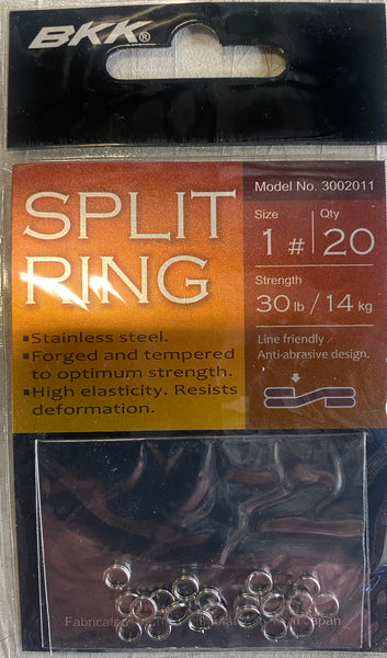 BKK SPLIT RINGS Size #1 14kg 20pcs – Mid Coast Fishing Bait & Tackle