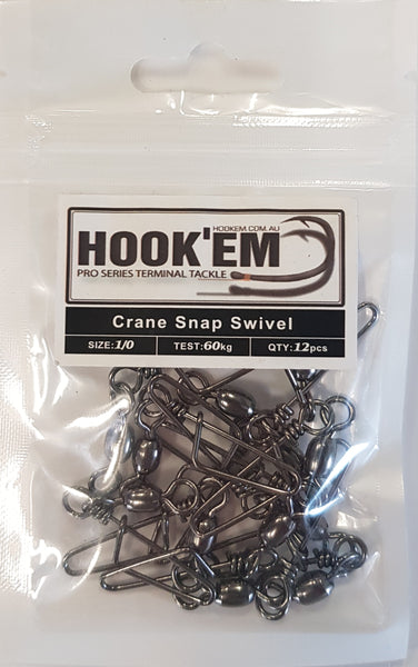 HookEm Crane Snap Swivel Size 1/0 60kg 12 pcs – Mid Coast Fishing Bait ...