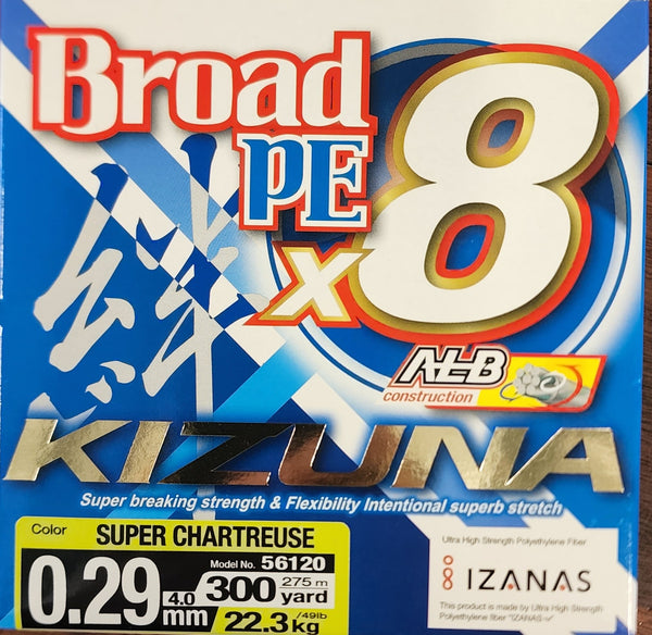 OWNER KIZUNA Braid PE X8 Braid 300yd PE 4.0 49lb 22.3kg Colour Super C ...