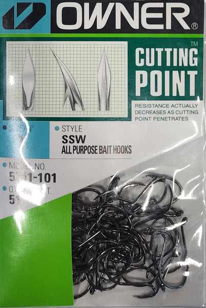 Owner Cutting Point SSW All Purpose Bait Hook Size#1 51pcs – Mid Coast ...